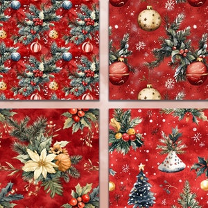 Seamless Vintage Christmas Digital Paper Winter Holiday Background Old ...
