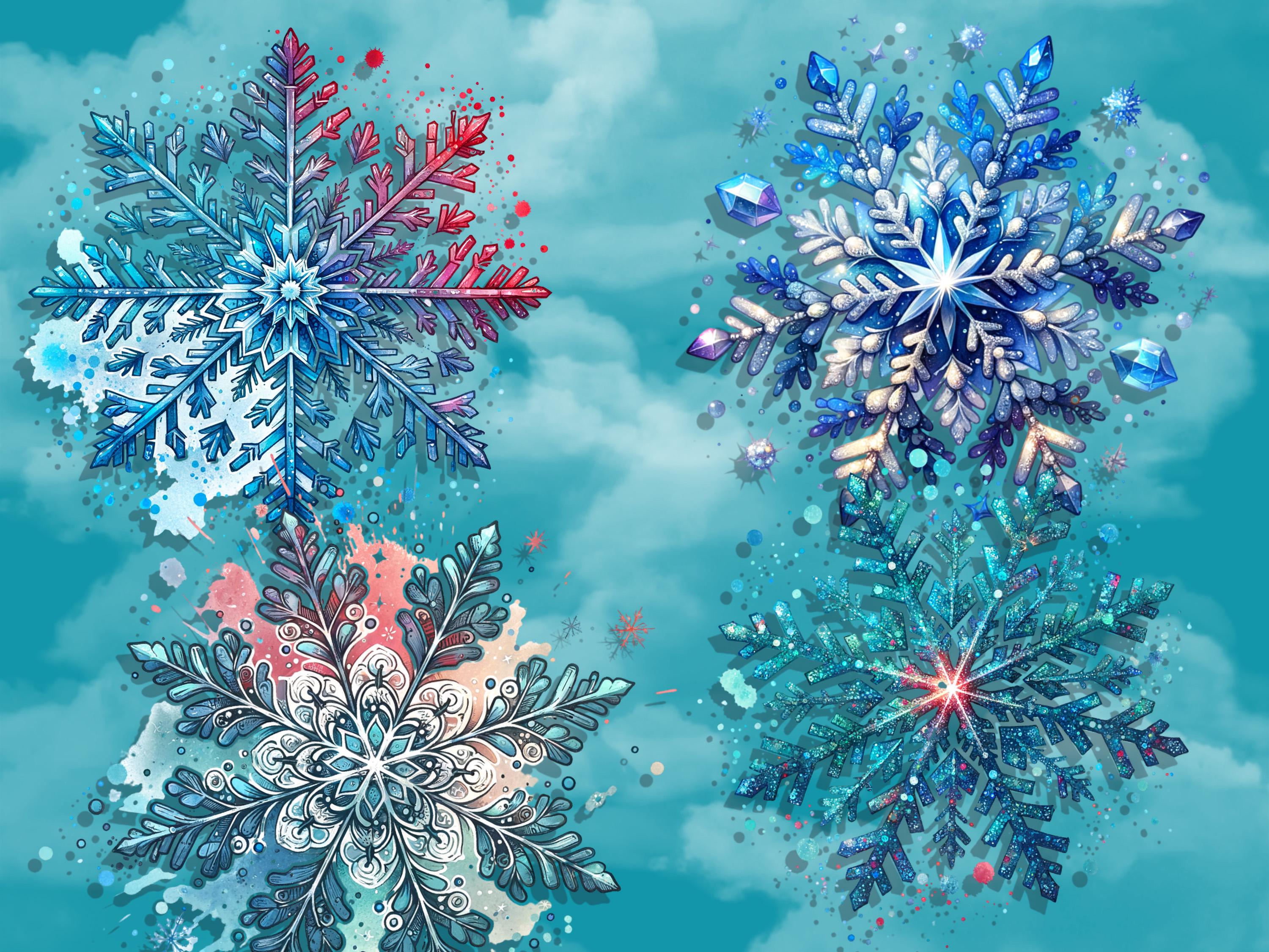 Snowflake Clip Art Snow Digital Paper Christmas Clipart - Etsy