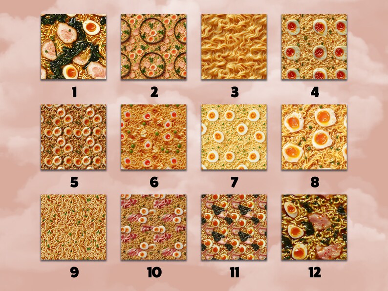 Ramen Noodle Seamless Pattern: Japanese Food Digital Paper (12 PNG) - Etsy