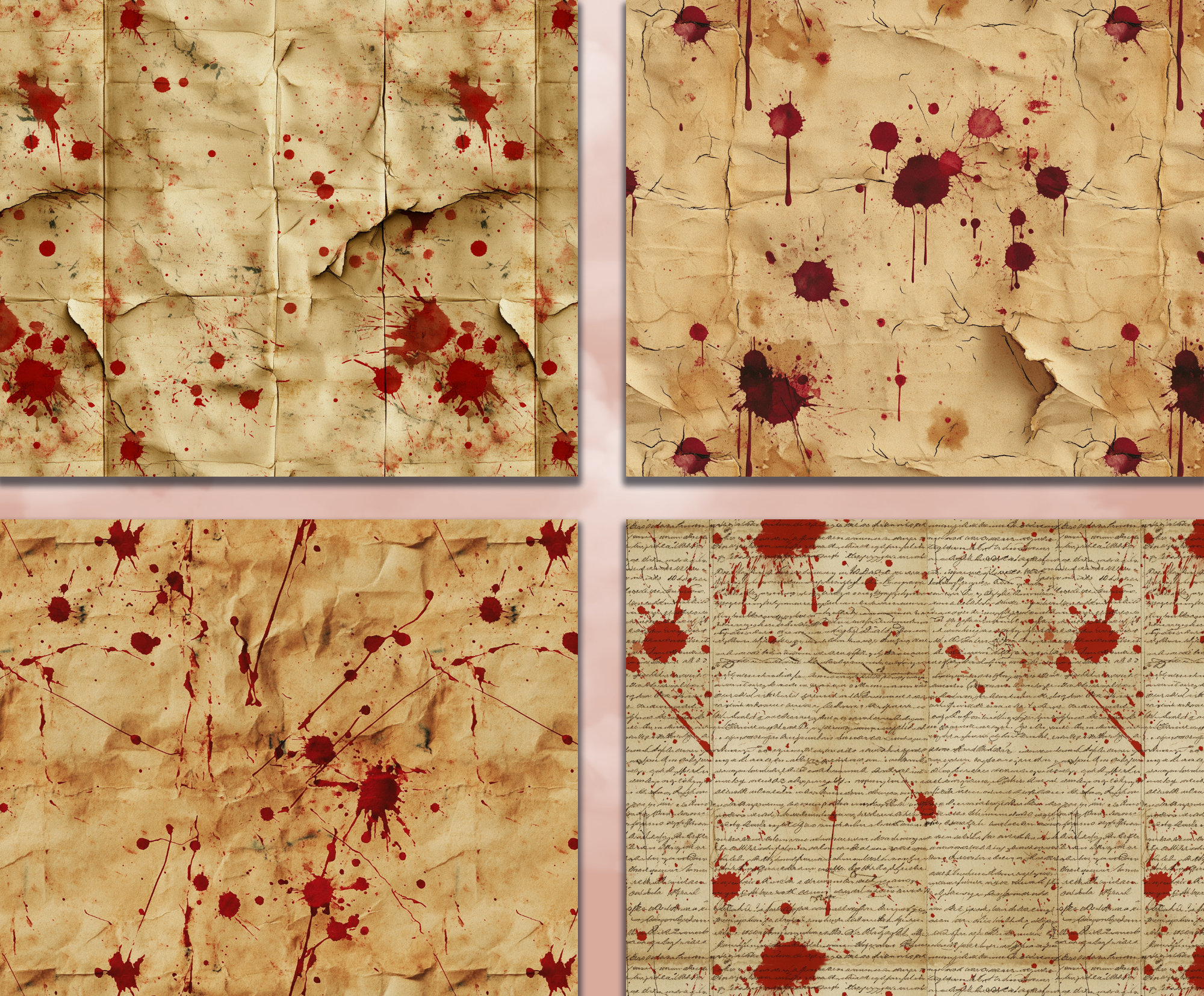 Blood Spattered Letter Digital Paper Blood Drip Ephemera Grunge Letter ...