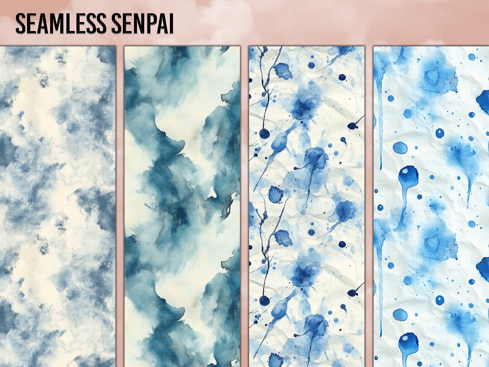 Blue Watercolor Digital Paper: Seamless Texture Backgrounds (PNG) - Etsy