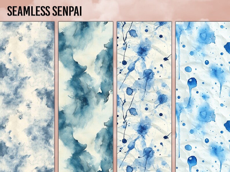 Blue Watercolor Digital Paper: Seamless Texture Backgrounds (PNG) - Etsy