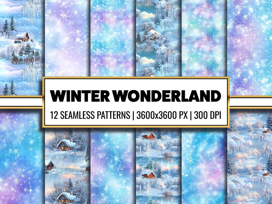 Winter Wonderland Digital Paper: 12 Seamless Snow Patterns (digital ...