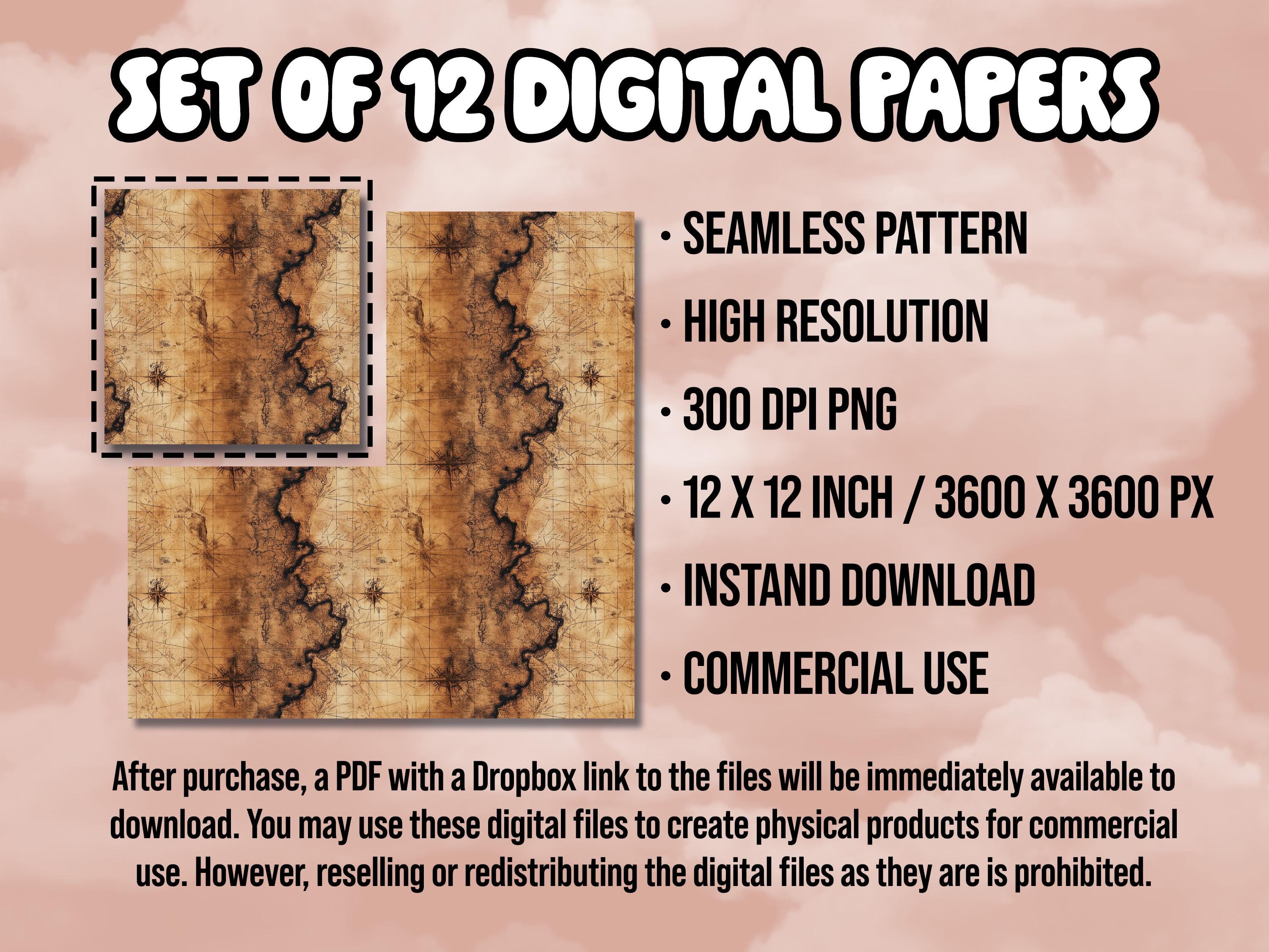 Nautical Map Digital Paper Vintage Map Seamless Pattern World Map Junk ...