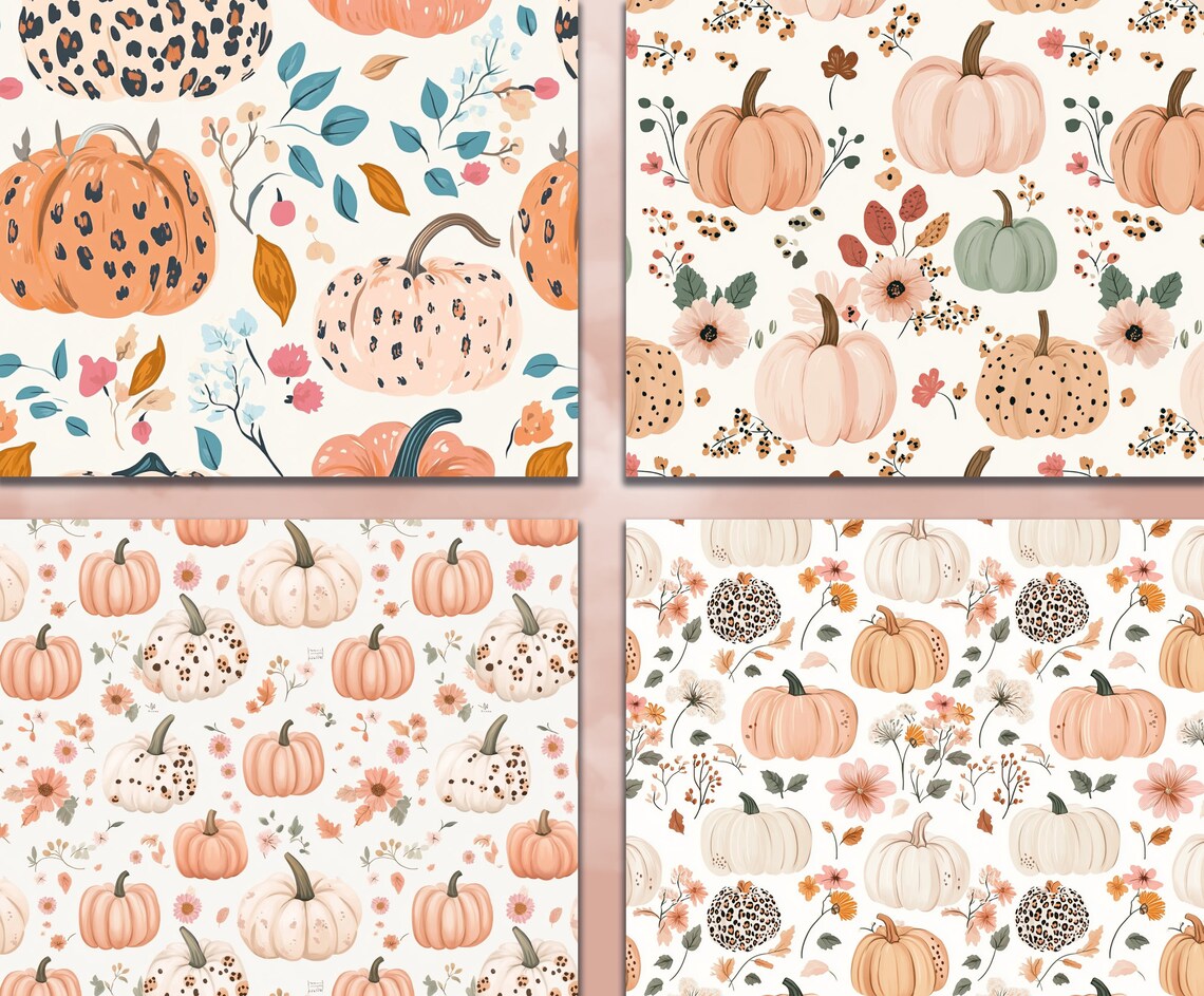 Boho Fall Digital Paper Neutral Boho Seamless Pattern for Scrapbooking ...