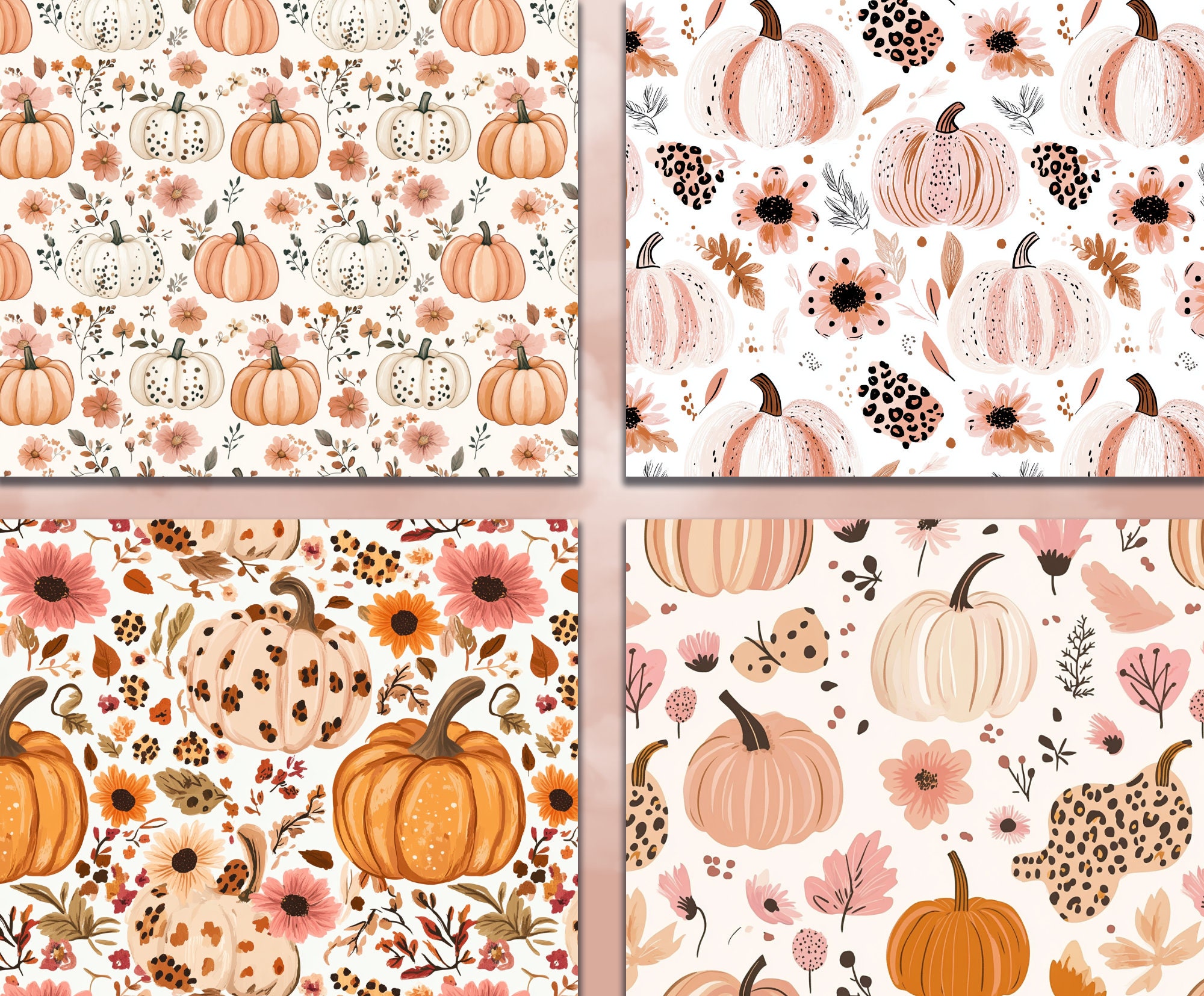 Boho Fall Digital Paper Neutral Boho Seamless Pattern for Scrapbooking ...