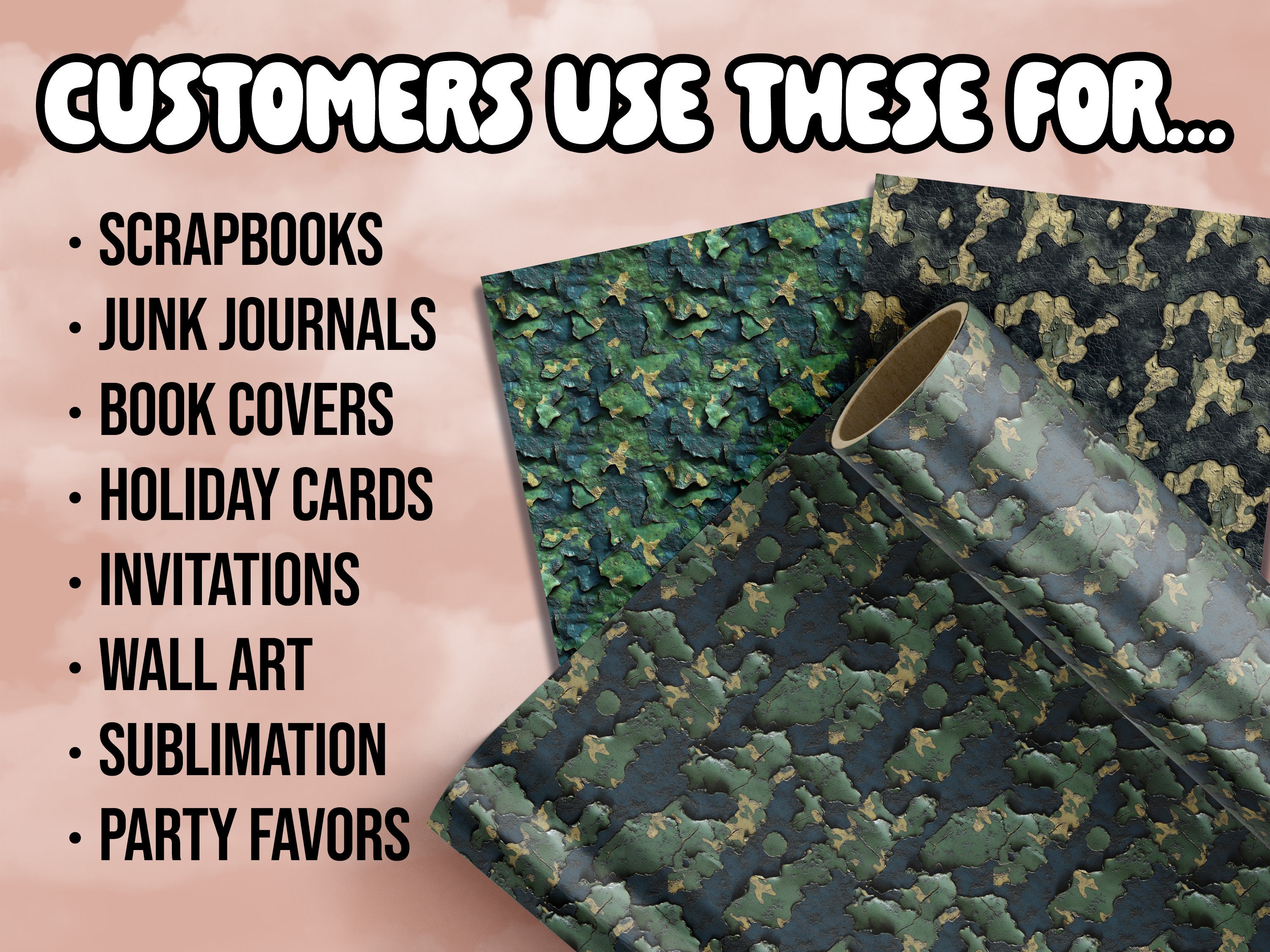 Camo Printable Paper PNG Army Seamless Pattern Camouflage Digital Paper ...