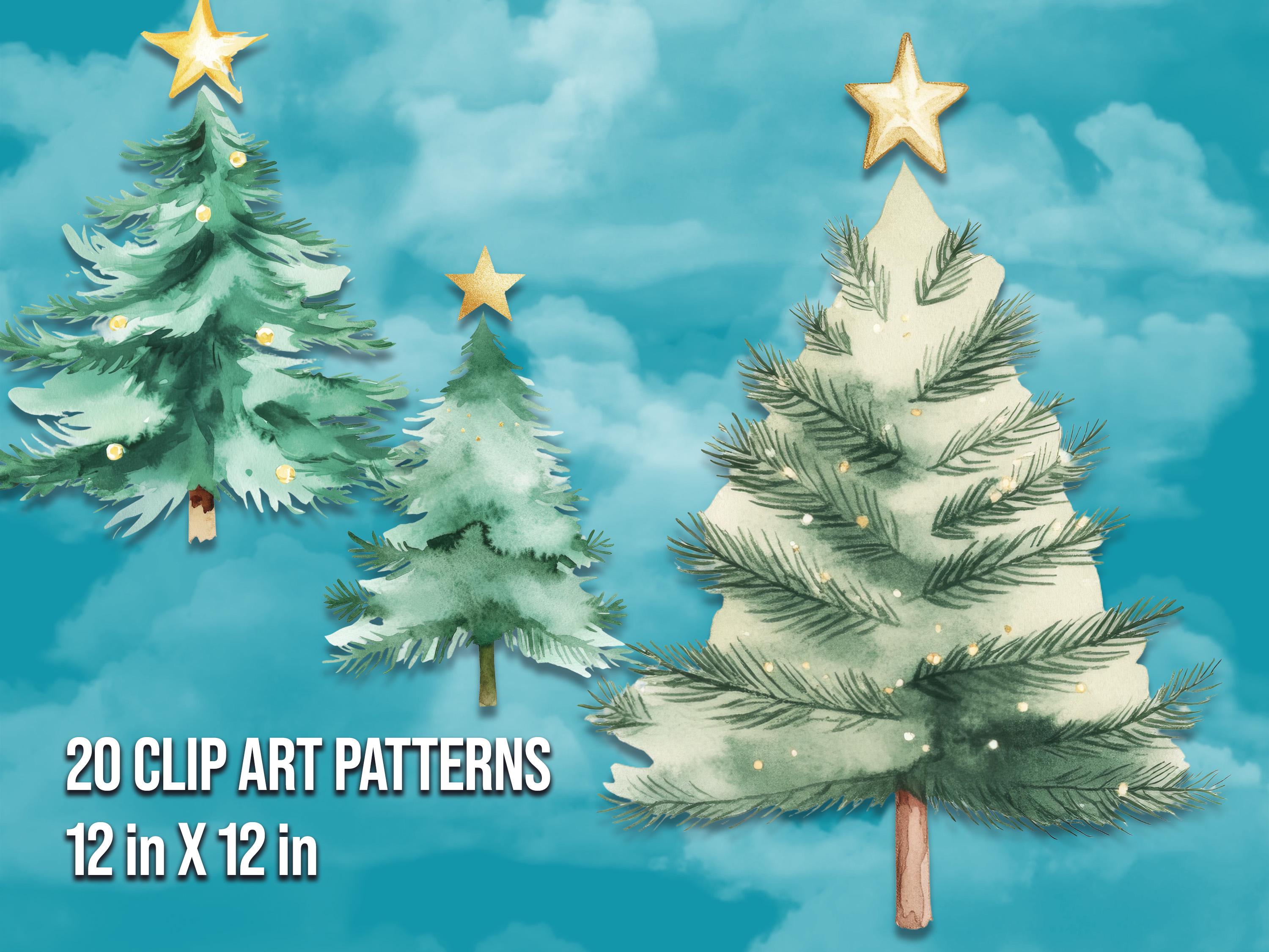 Simple Christmas Tree Clip Art Minimalist Christmas Tree Digital Paper ...
