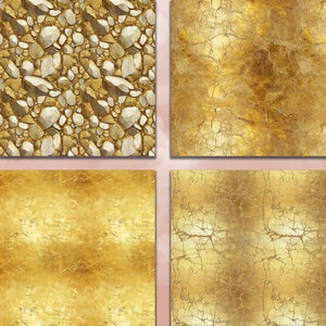 Gold Foil Digital Paper Gold Leaf Seamless Pattern Metallic Gold ...