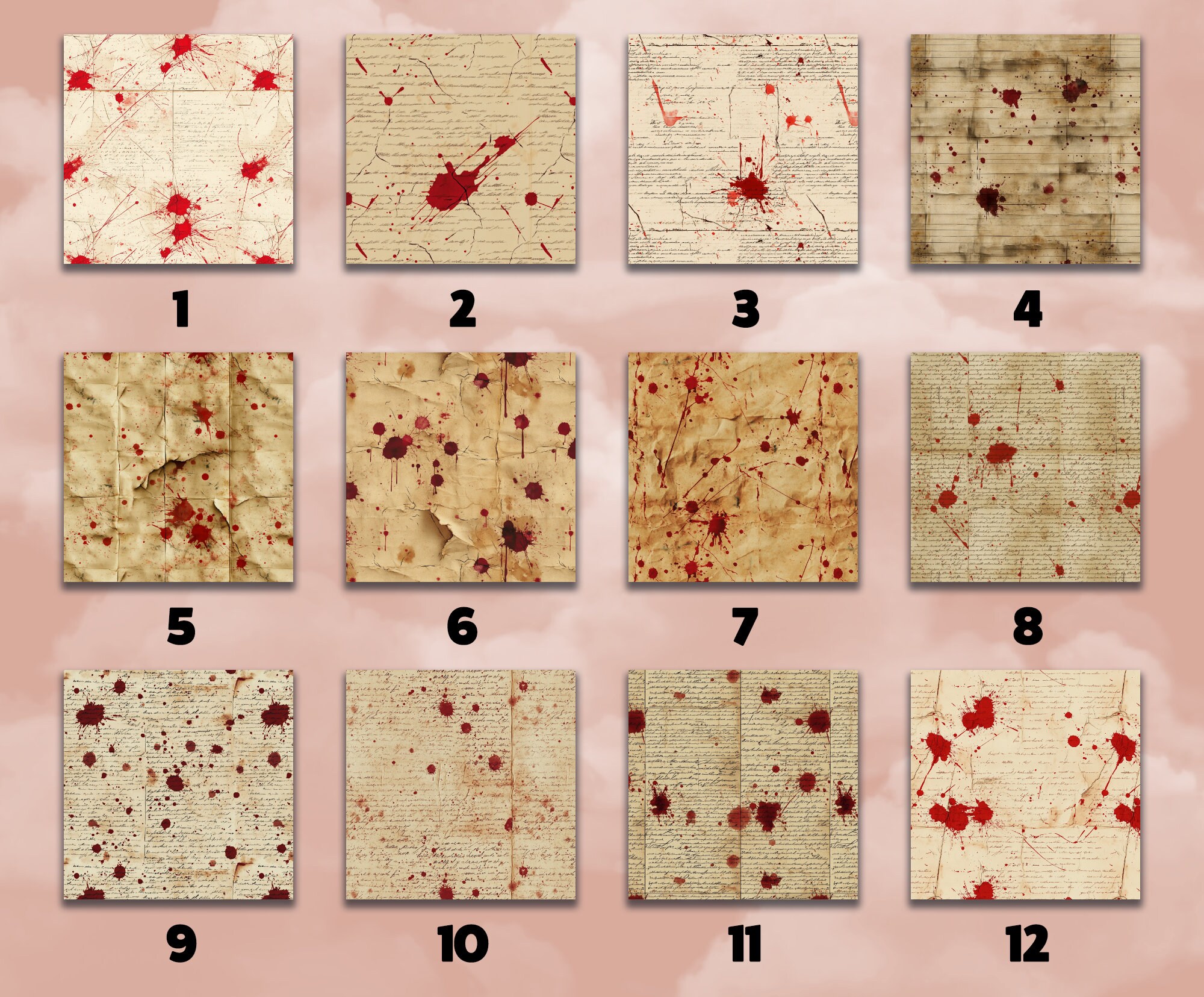 Blood Spattered Letter Digital Paper Blood Drip Ephemera Grunge Letter ...