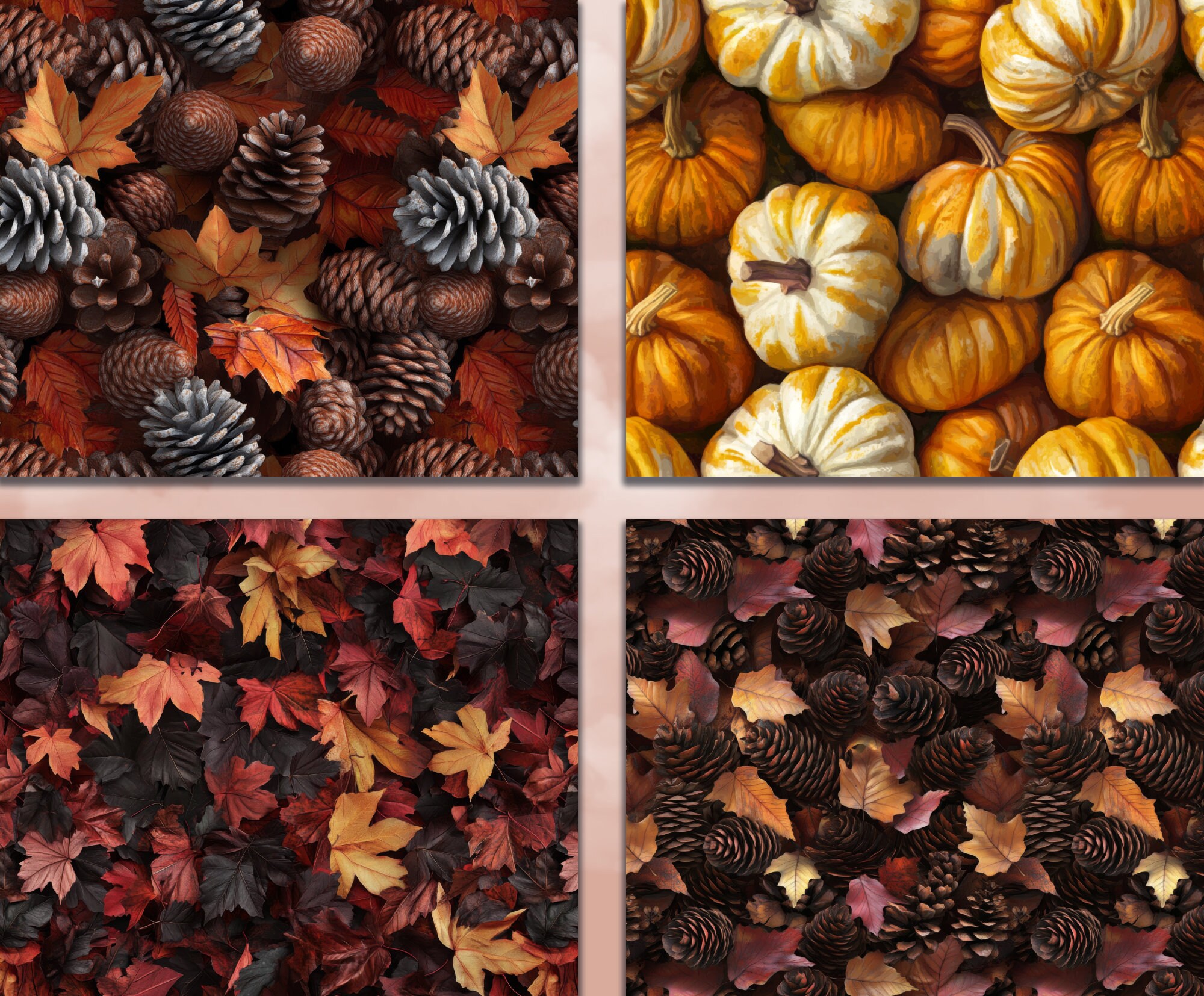 Rustic Fall Digital Paper Pack, Autumn Pumpkin Printable Pages, Fall ...