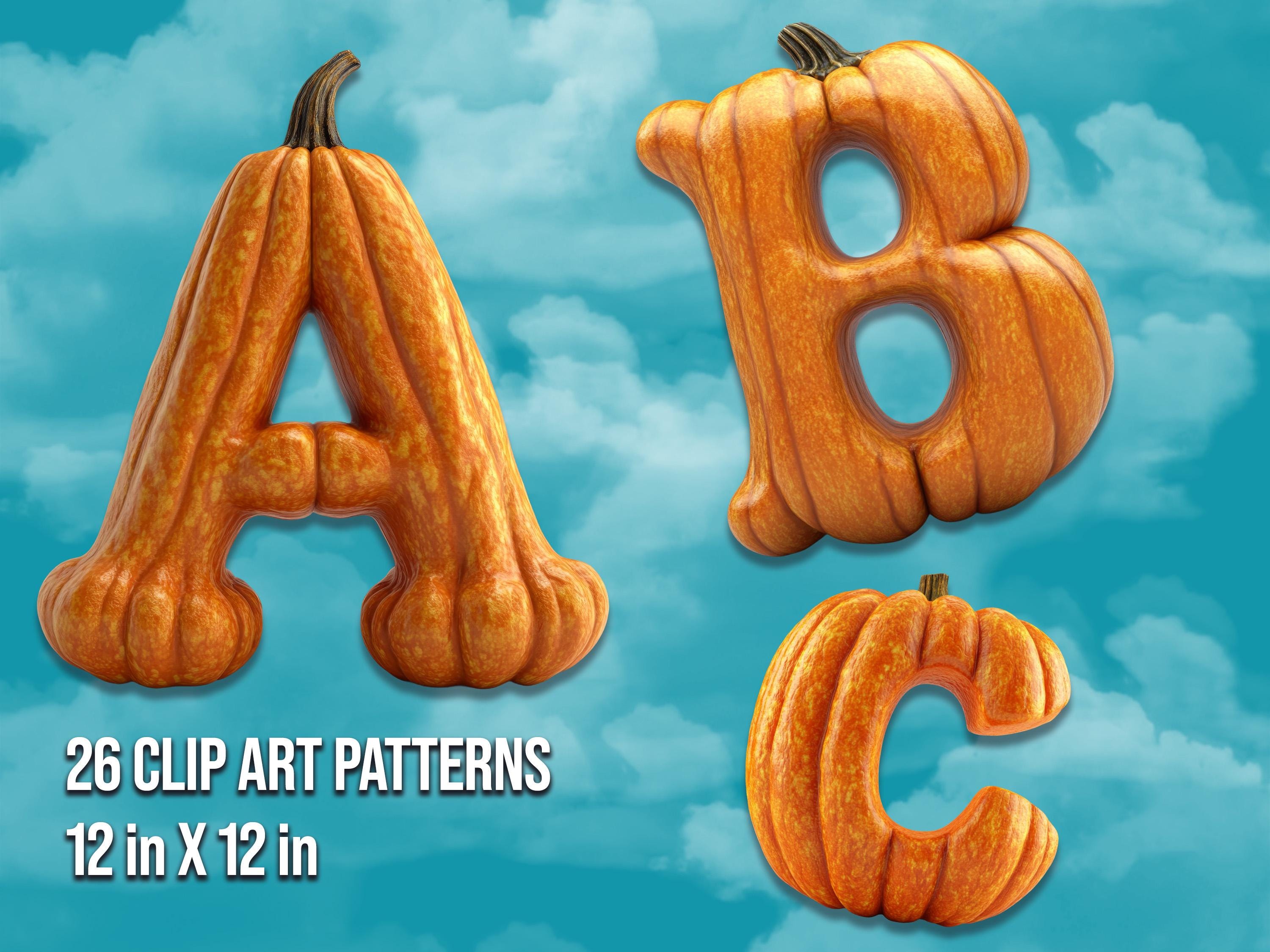 Pumpkin Alphabet Clipart: Halloween Letters, Paper Craft (digital ...