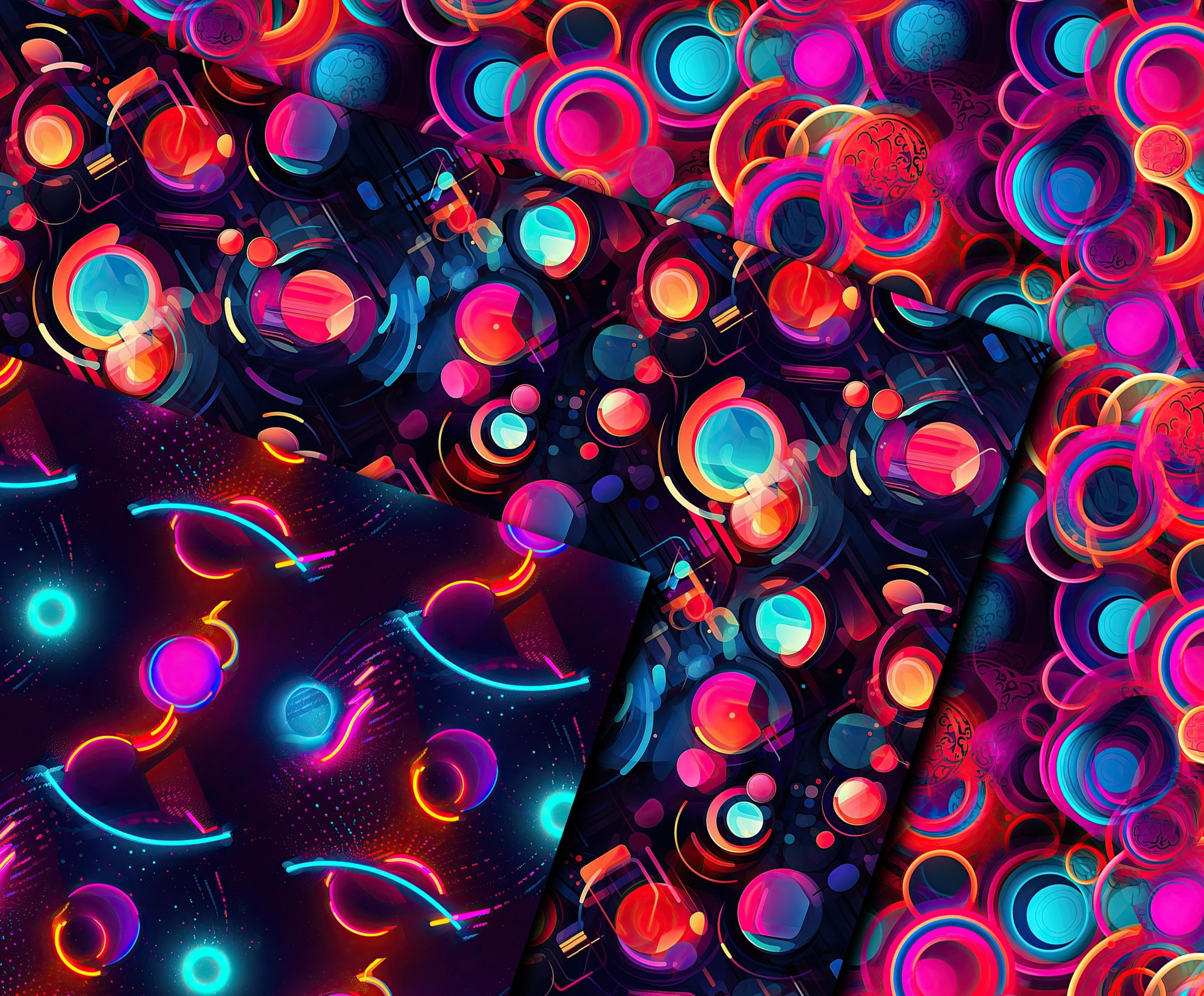 Glow Digital Paper, Neon Background, Cyberpunk Paper Pack, for ...