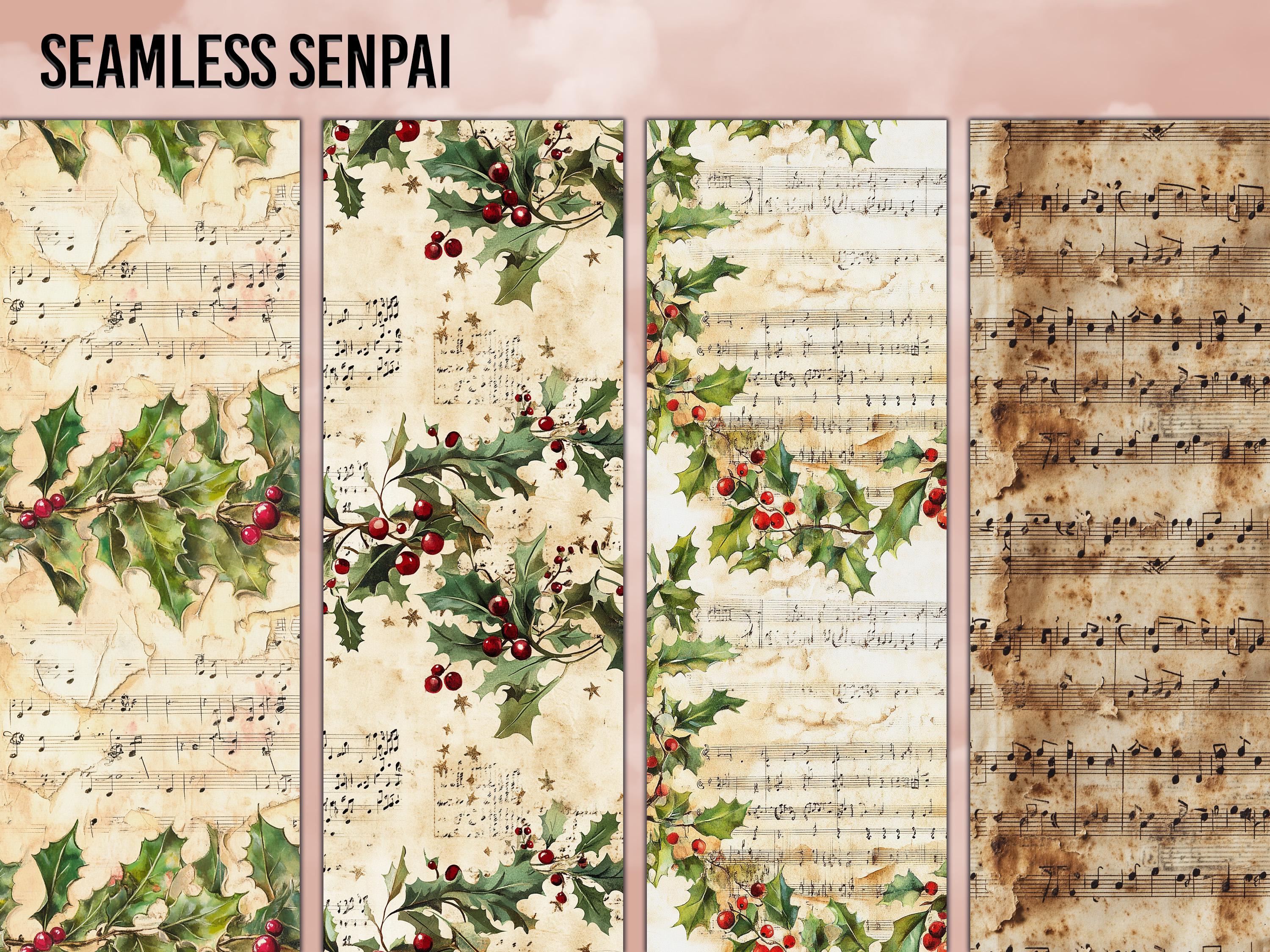 Christmas Music Script Digital Paper Music Sheet Seamless Pattern ...