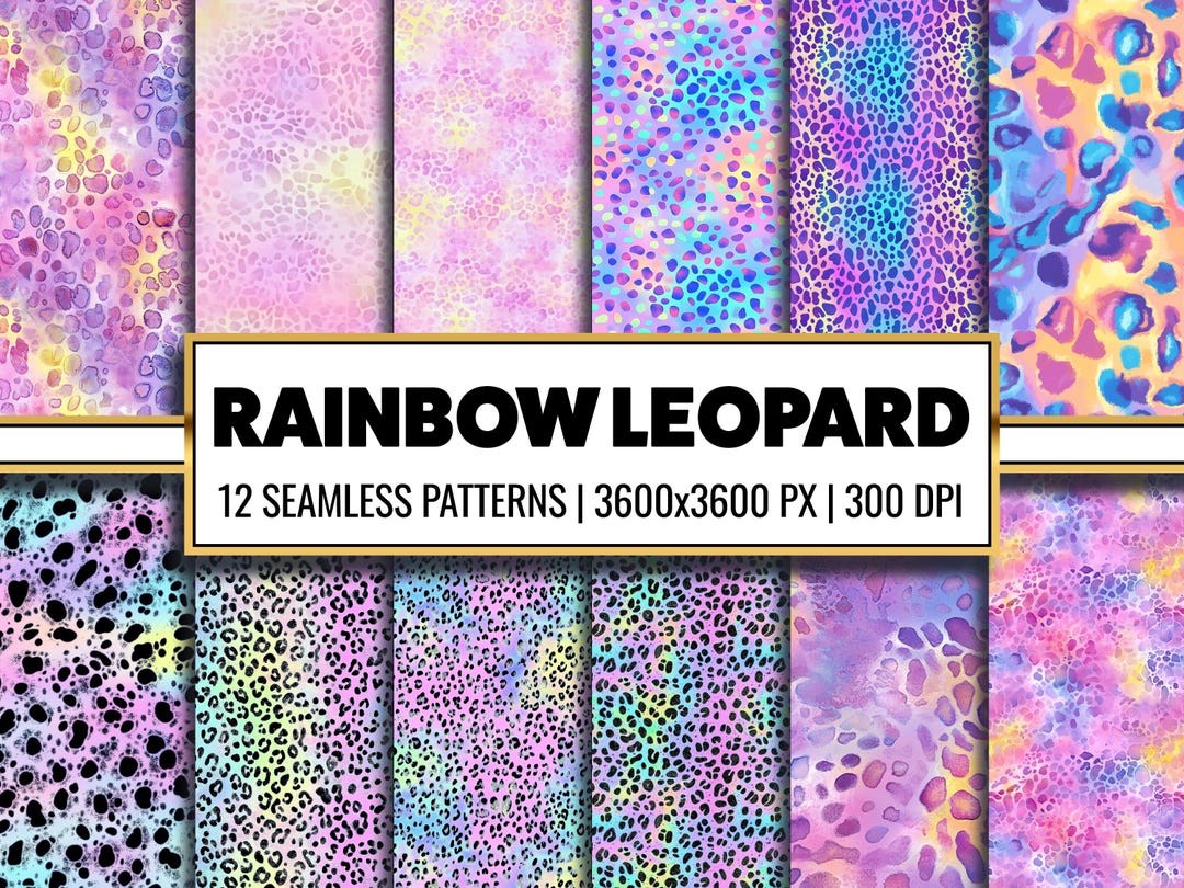 Rainbow Leopard Digital Paper Iridescent Cheetah Skin Seamless Pattern ...