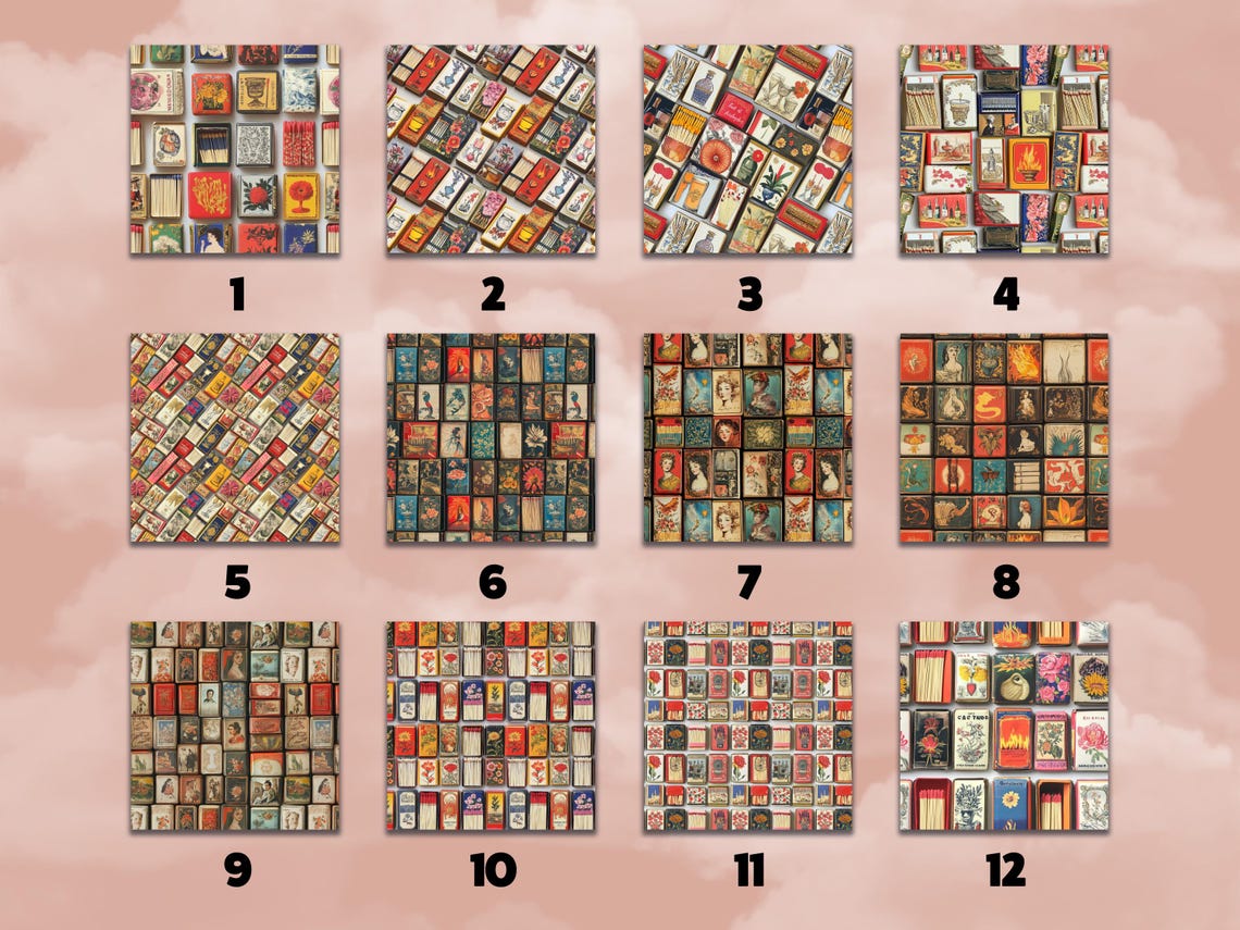Vintage Matchbox Digital Paper: Seamless Scrapbook Patterns (digital ...