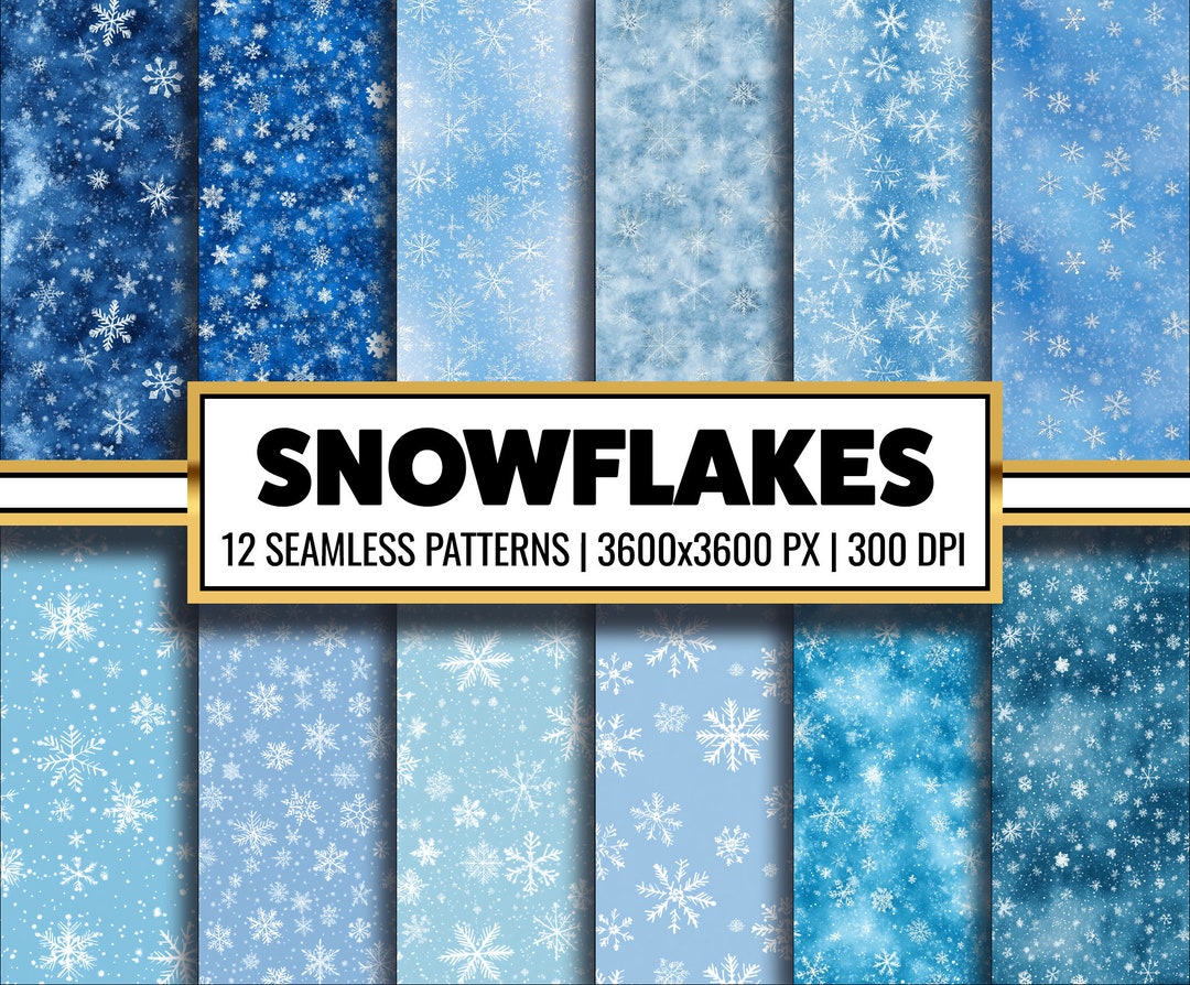 Winter Snowflake Digital Paper White Snow Seamless Pattern Christmas ...