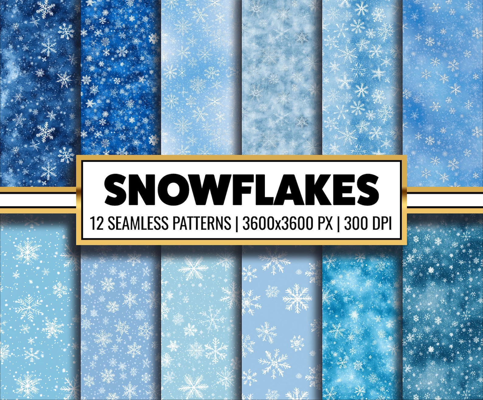 Winter Snowflake Digital Paper White Snow Seamless Pattern Christmas ...
