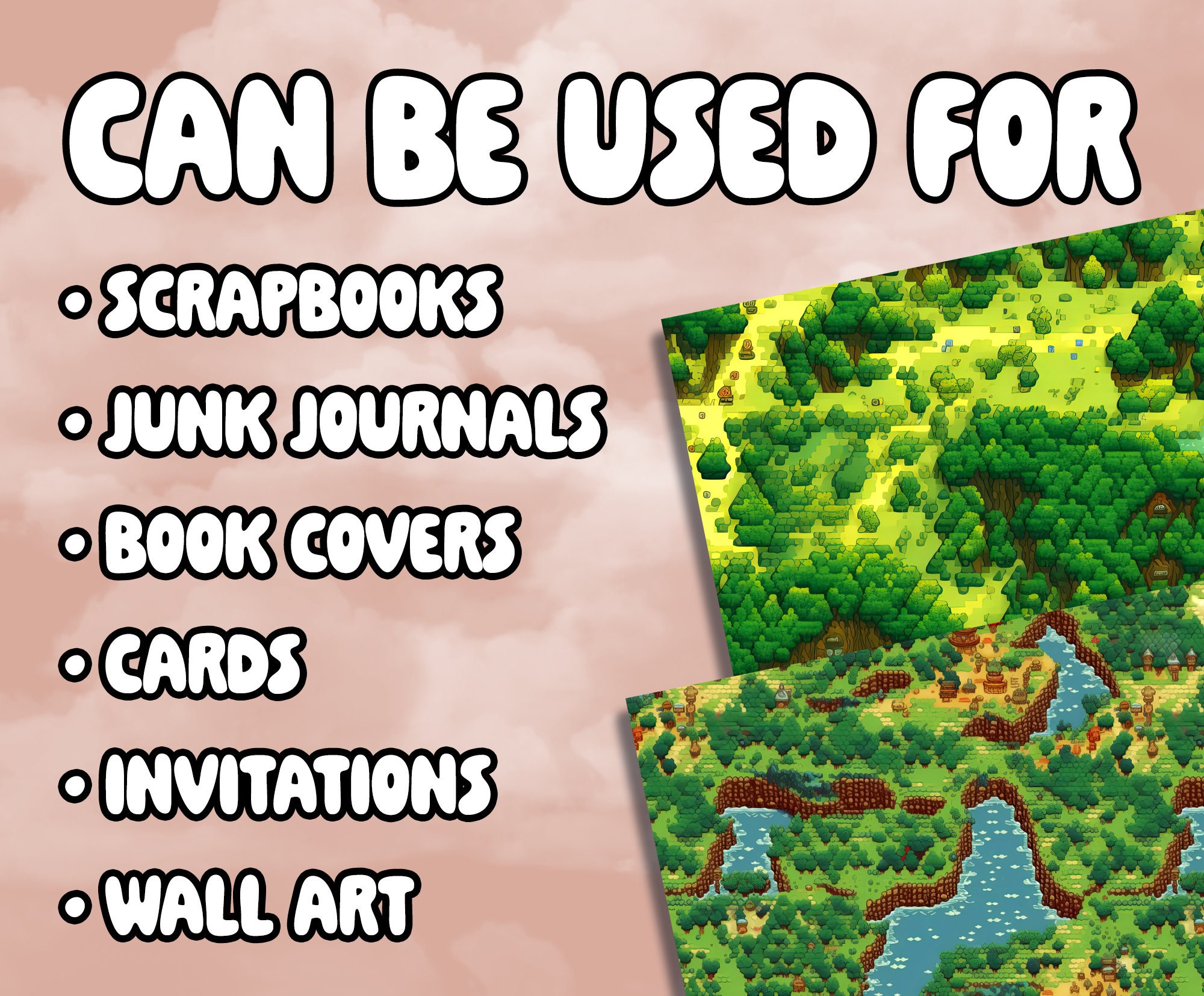 Pixel Map Digital Paper Pack Video Game Seamless Pattern Pixel Art ...