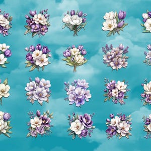 Lavender Bouquet Clip Art Purple Flower Digital Paper Violet Flower ...