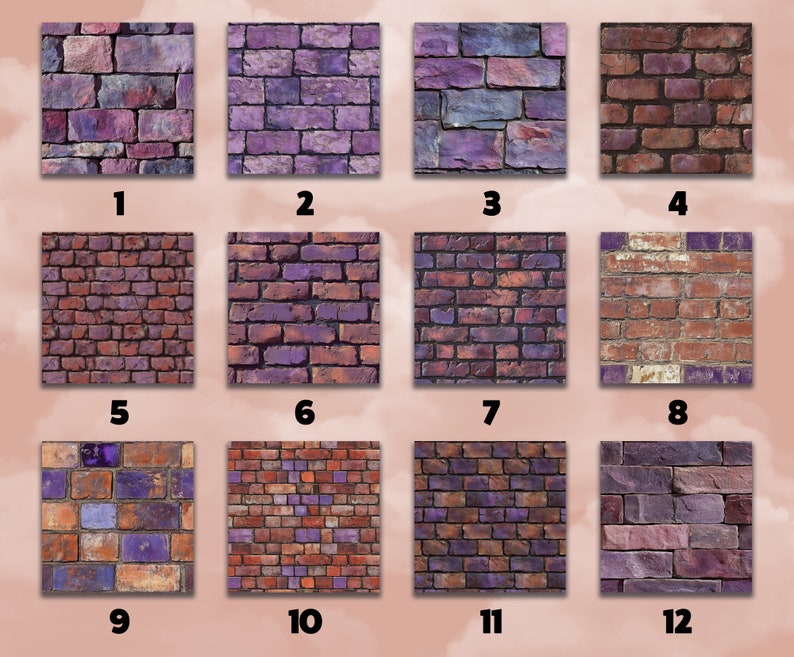 Brick Wall Texture Digital Paper Purple Brick Seamless Pattern Brick ...