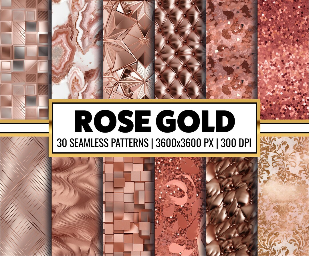 Rose Gold Digital Paper Pack Metallic Seamless Pattern Pink Scrapbook ...