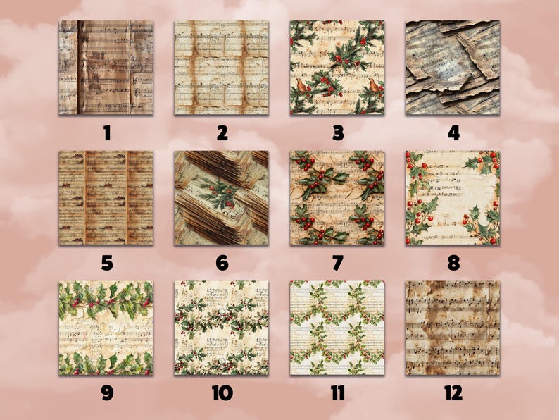 Christmas Music Script Digital Paper Music Sheet Seamless Pattern ...