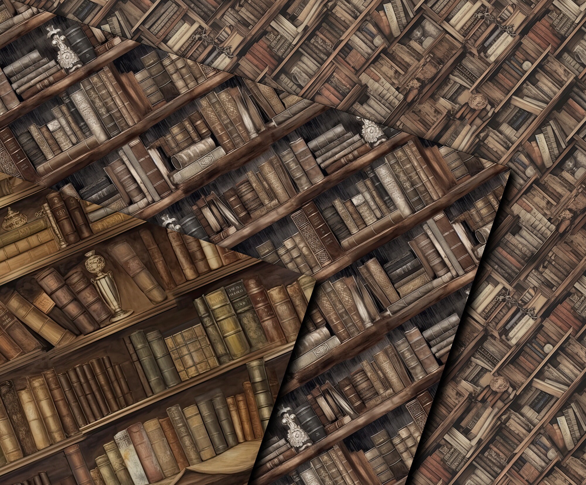 Bookcase Digital Paper Pack, Library Background Digital Papers ...