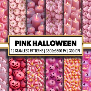 Printable Pink Halloween Digital Paper Cute Halloween Seamless Pattern ...