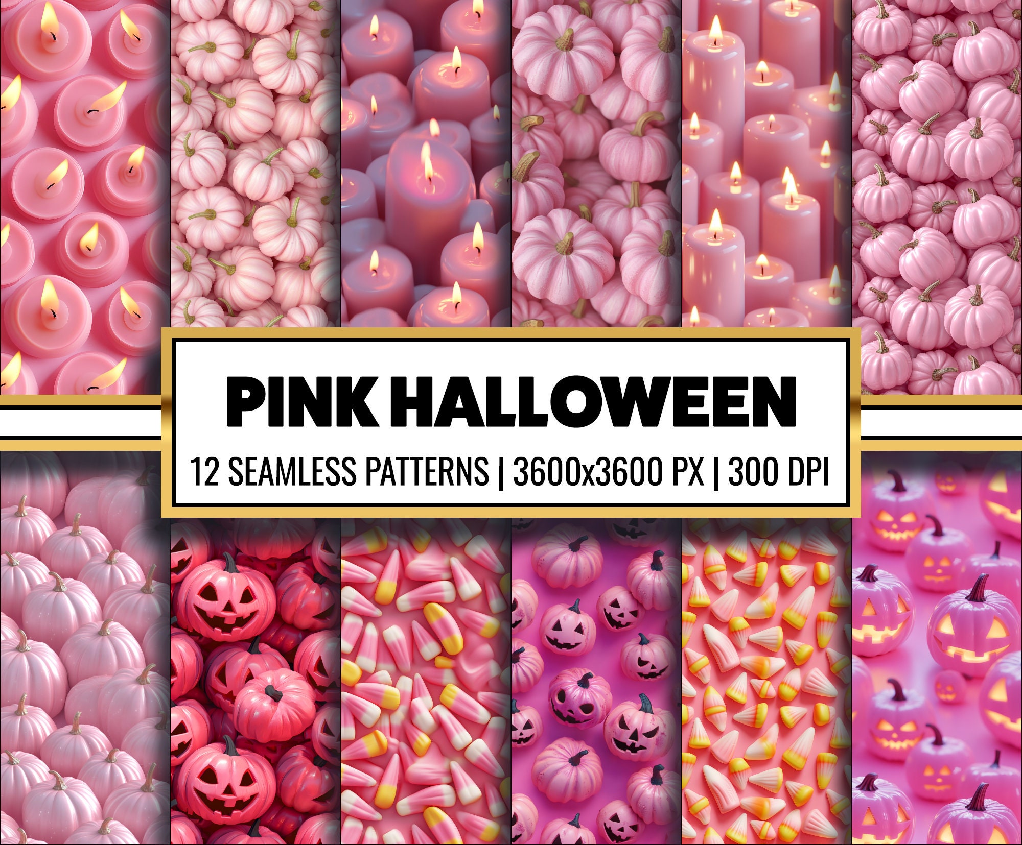 Printable Pink Halloween Digital Paper Cute Halloween Seamless Pattern ...