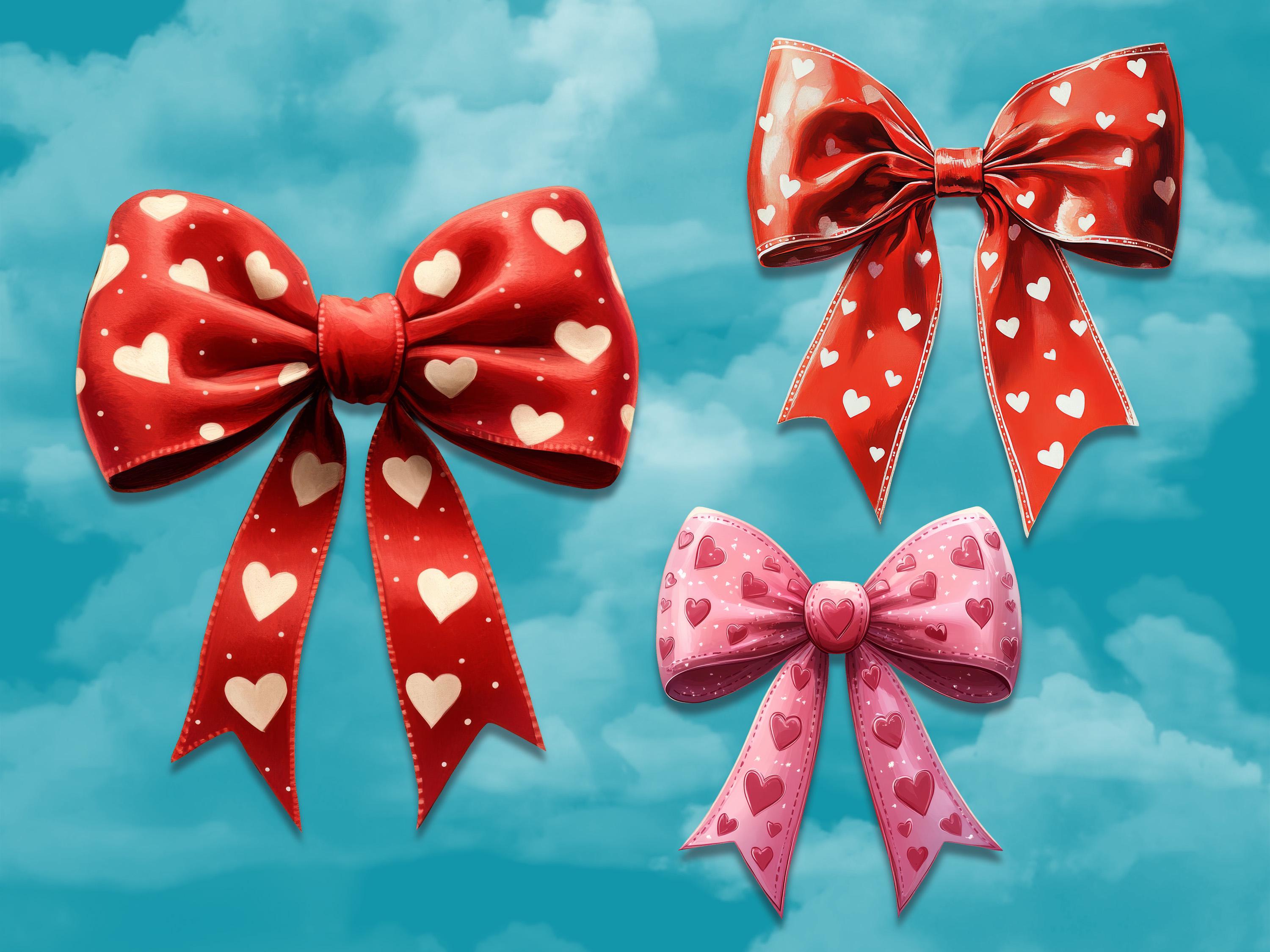 Valentine's Day Bow Clipart Pink Coquette Bow Digital Paper Heart ...