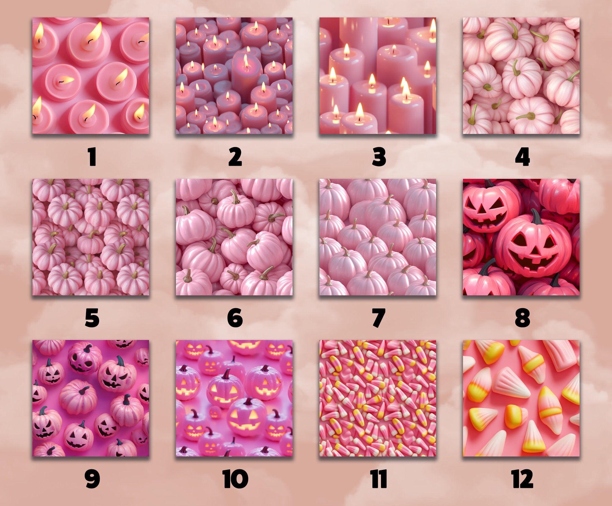 Printable Pink Halloween Digital Paper Cute Halloween Seamless Pattern ...