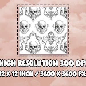Gothic Skull Digital Paper: Black and White Damask Patterns (PNG) - Etsy