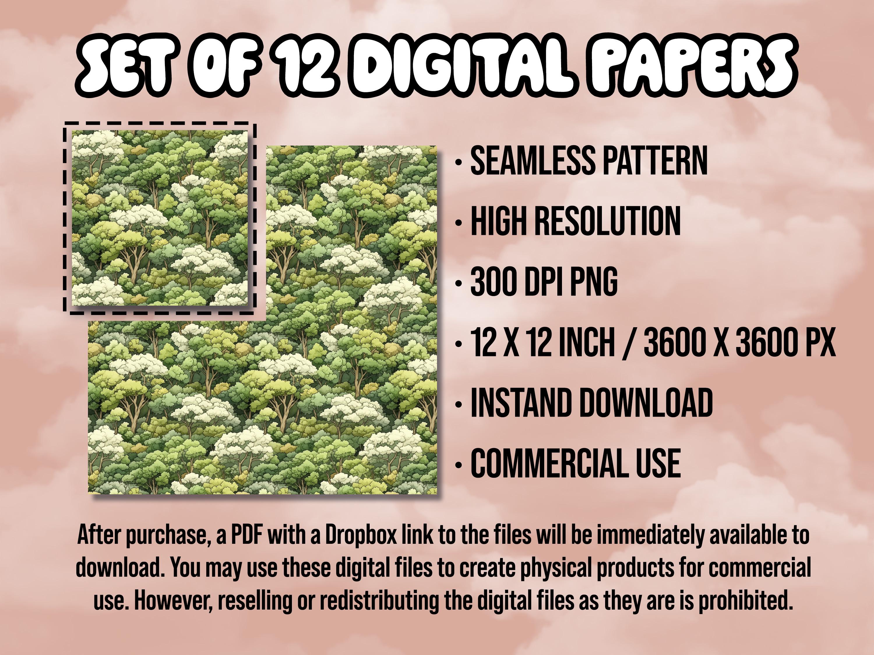 Woodland Forest Digital Paper: Mushroom Seamless Pattern (PNG, 12x12 ...