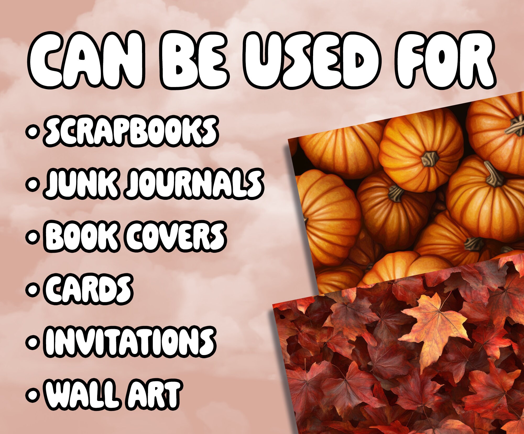 Rustic Fall Digital Paper Pack, Autumn Pumpkin Printable Pages, Fall ...