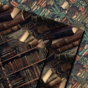 Library Books Digital Paper, Texture Backgrounds Printable Scrapbook ...