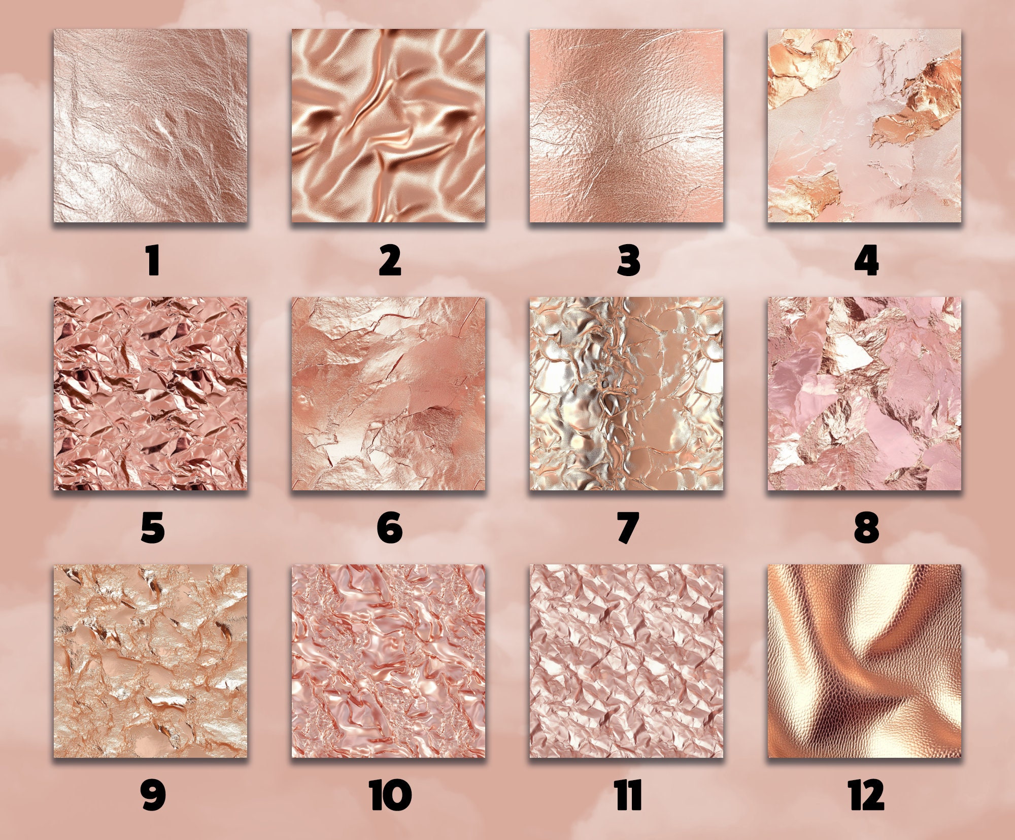 Rose Gold Digital Paper Metallic Blush Pink Seamless Pattern Rose Gold ...