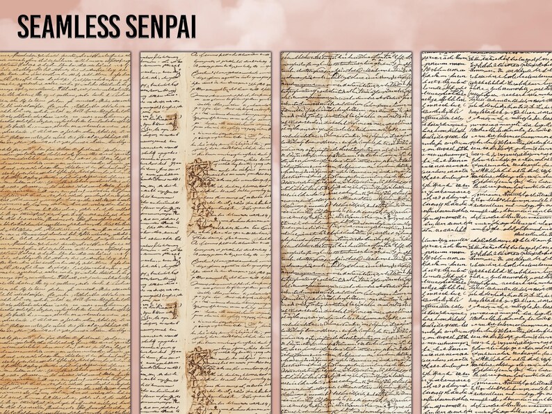 Vintage Handwriting Digital Paper Script Writing Seamless Pattern Old ...