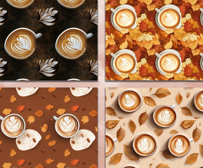 Cafe Latte Digital Paper Pack, Fall Late Printable Paper, Seamless ...
