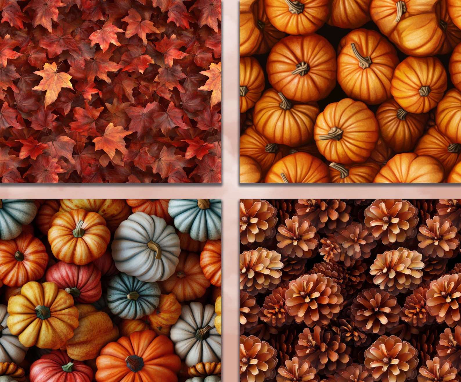 Rustic Fall Digital Paper Pack, Autumn Pumpkin Printable Pages, Fall ...