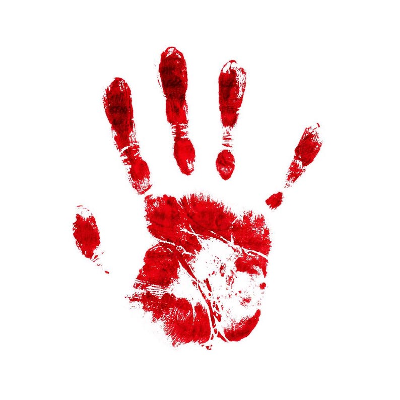 Watercolor Blood Hand Print Clipart Crime Scene Decor Watercolor Horror ...