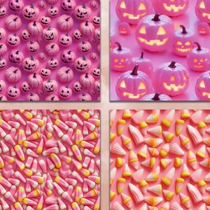 Printable Pink Halloween Digital Paper Cute Halloween Seamless Pattern ...