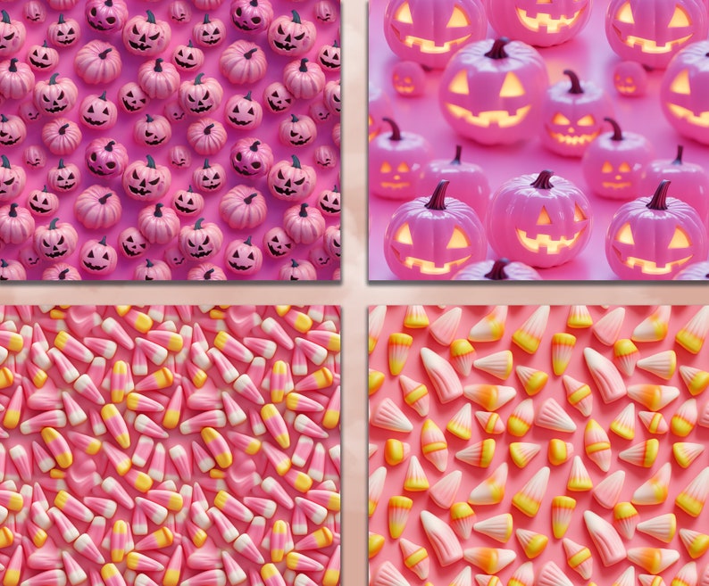 Printable Pink Halloween Digital Paper Cute Halloween Seamless Pattern ...