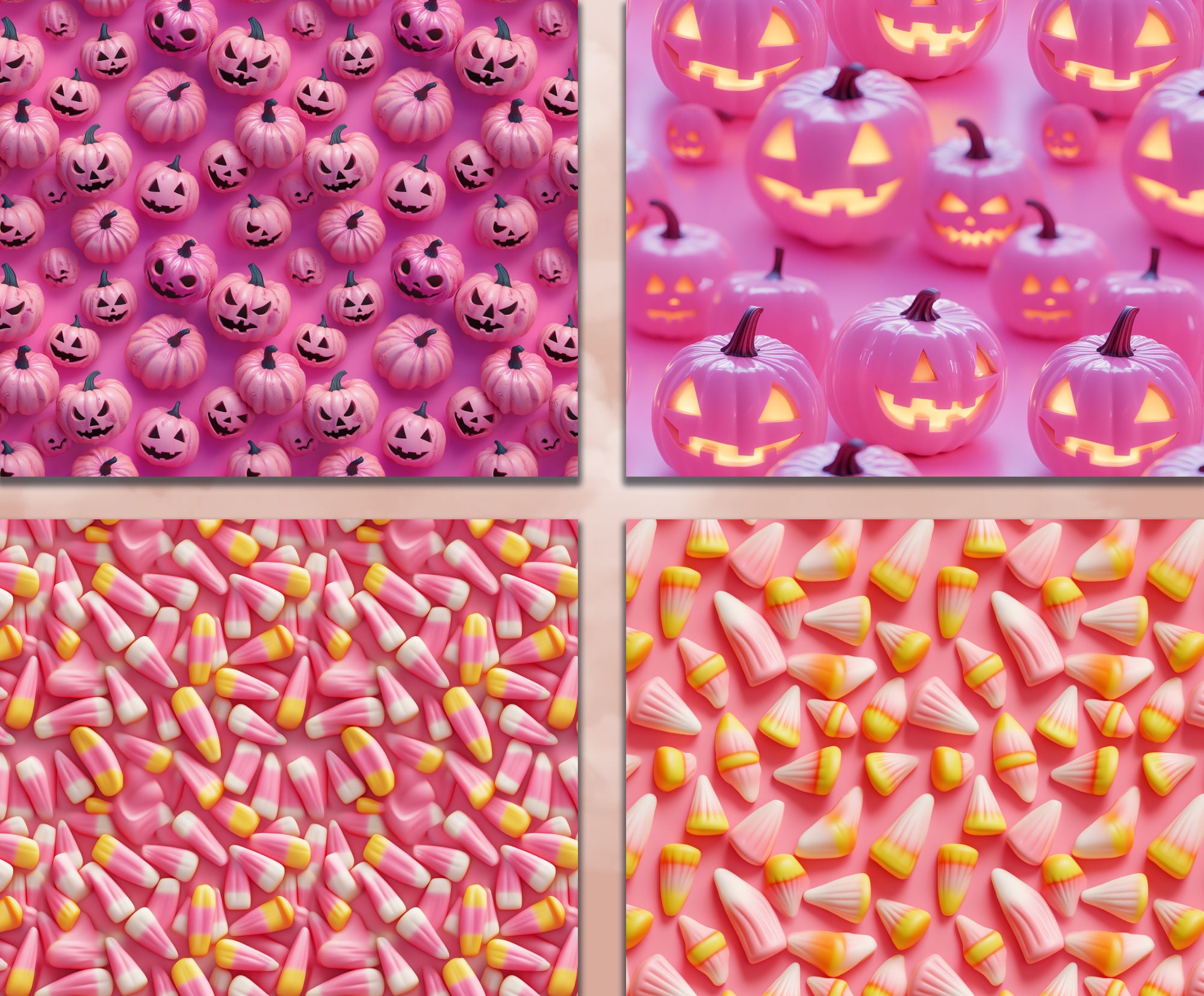 Printable Pink Halloween Digital Paper Cute Halloween Seamless Pattern ...
