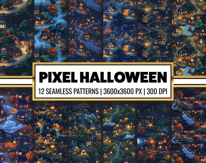 Pixel Art Themed Digital Paper - Seamless Colorful, Printable Patterns ...
