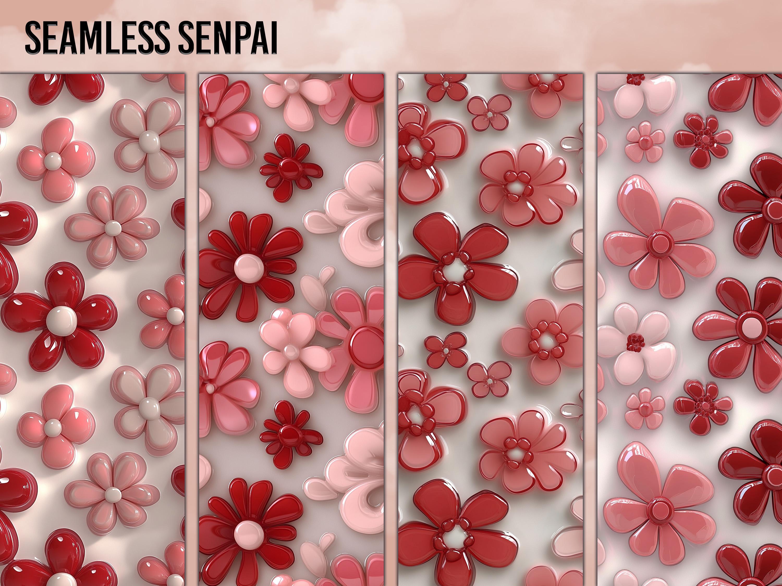 3D Inflated Flower Digital Paper: Seamless Floral Pattern (PNG) - Etsy
