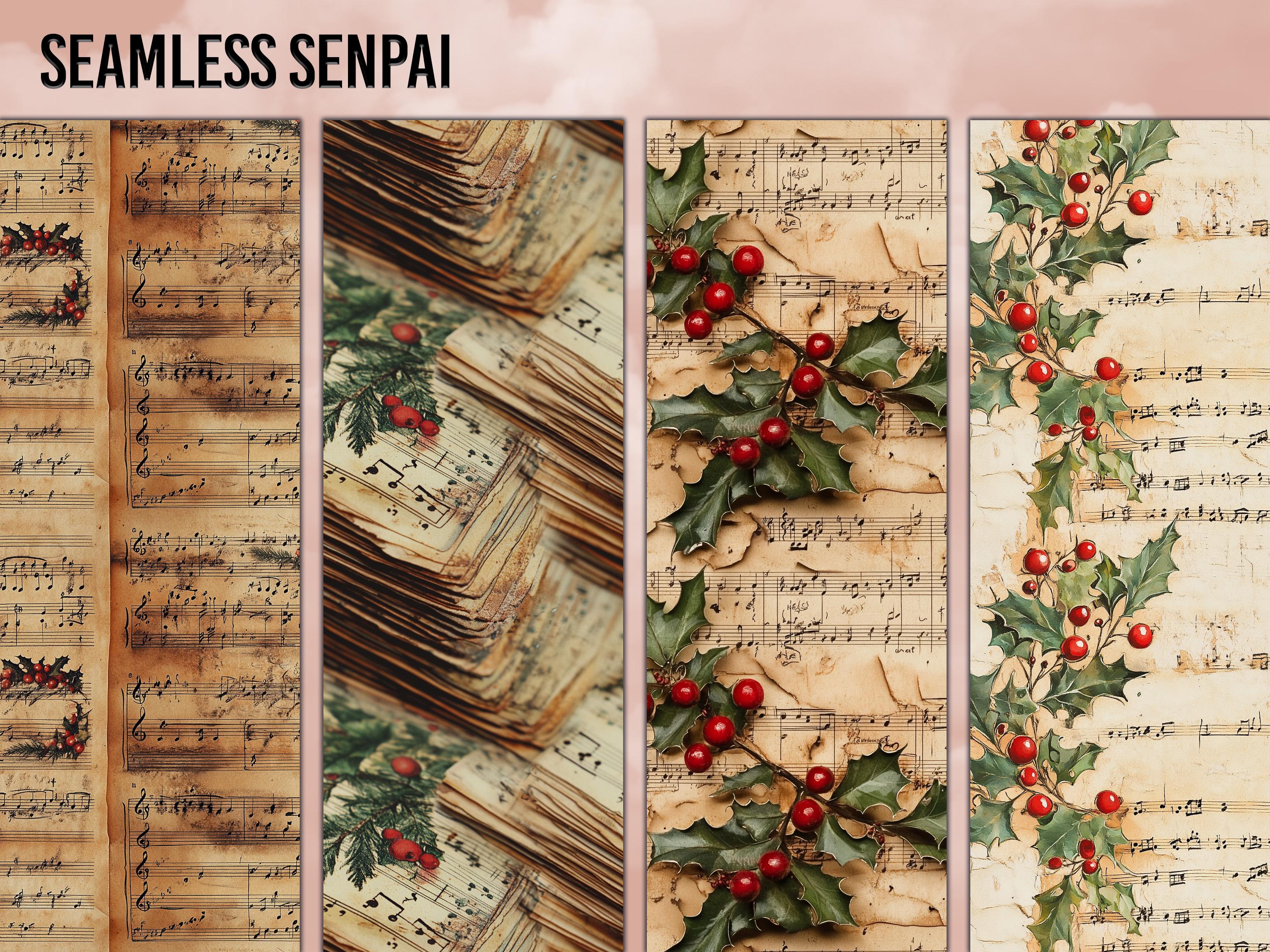 Christmas Music Script Digital Paper Music Sheet Seamless Pattern ...