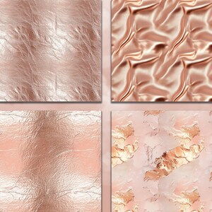 Rose Gold Digital Paper: Metallic Blush Pink Seamless Patterns (PNG ...