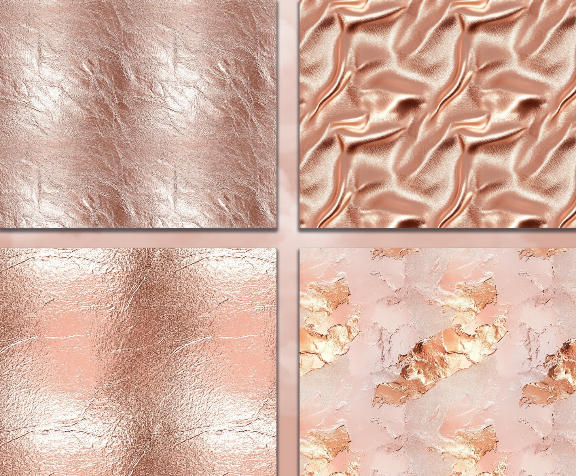 Rose Gold Digital Paper Metallic Blush Pink Seamless Pattern Rose Gold ...