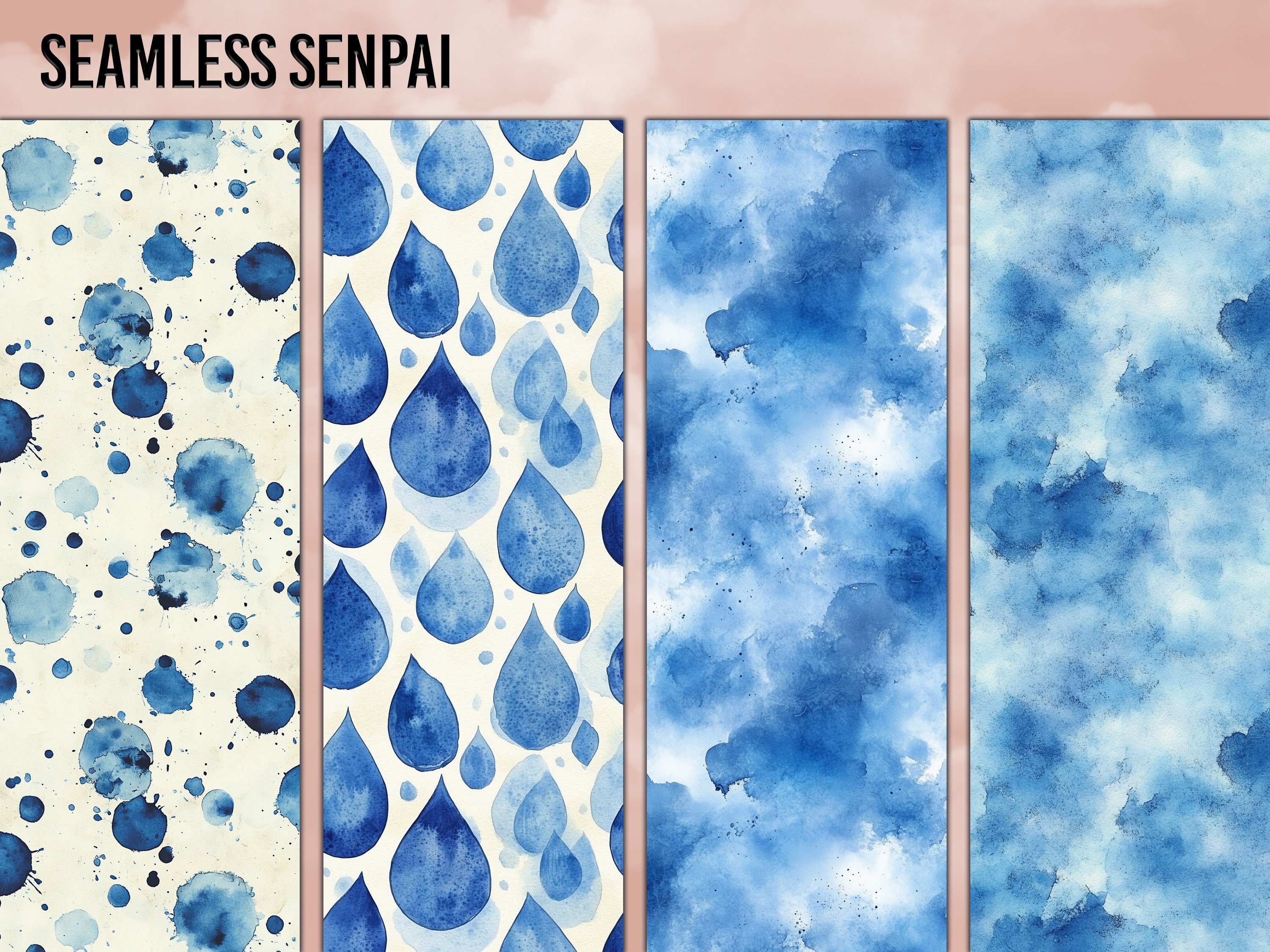 Blue Watercolor Digital Paper: Seamless Texture Backgrounds (PNG) - Etsy